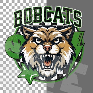 Green Bobcats Mascot Sublimation Design: Spirit PNG (digital Download ...