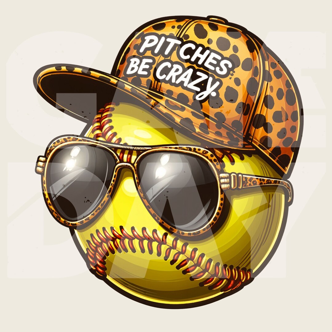 Pitches Be Crazy Softball PNG: Retro Sublimation Design (digital ...