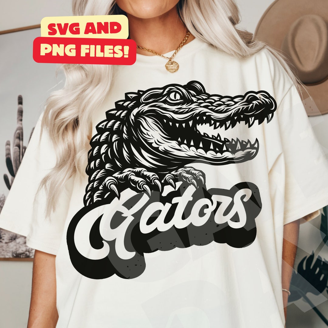 Black and White Gators Team Logo PNG SVG Gator Spirit PNG Alligators ...