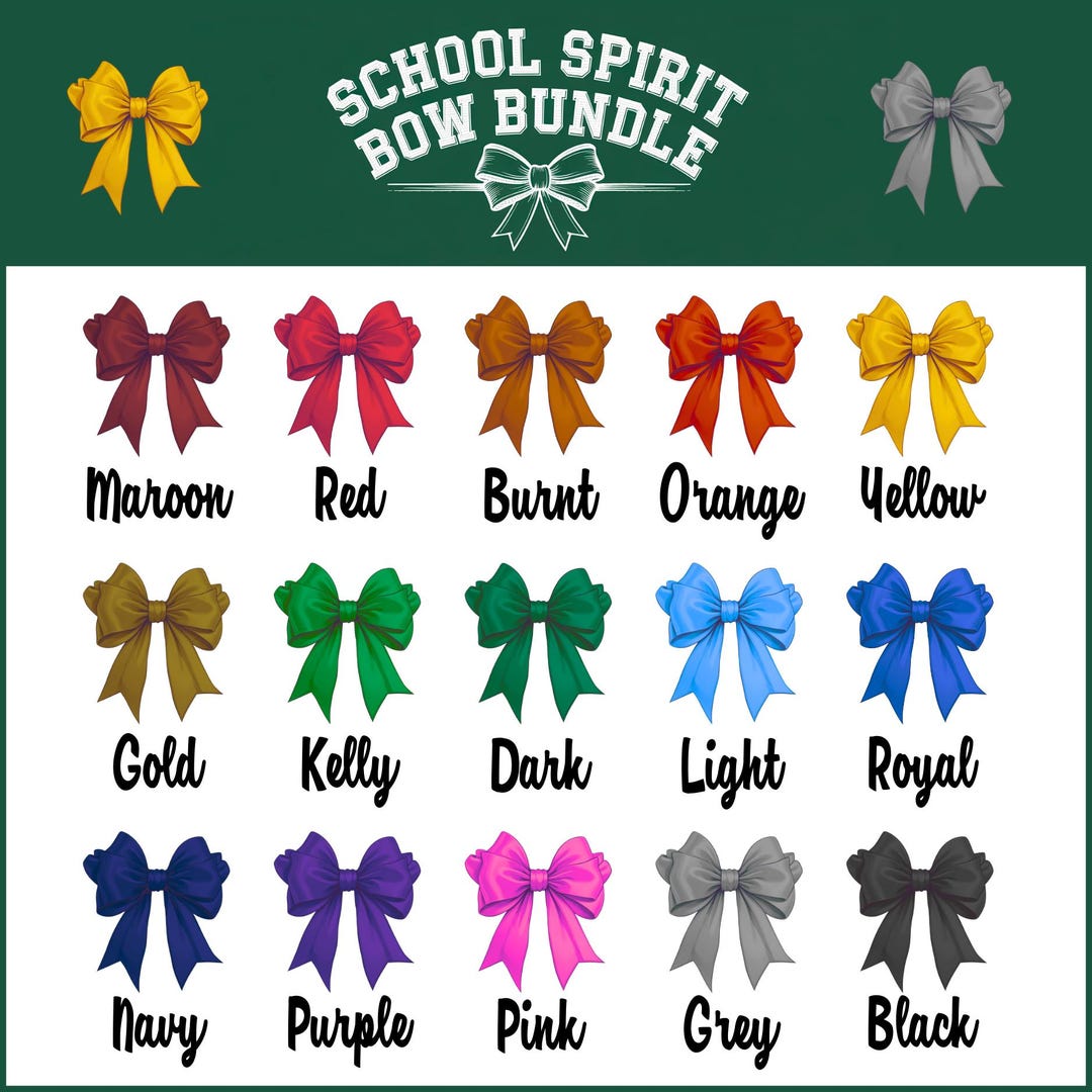School Spirit Bow Bundle Team Colors Bow Png Coquette Bow PNG ...