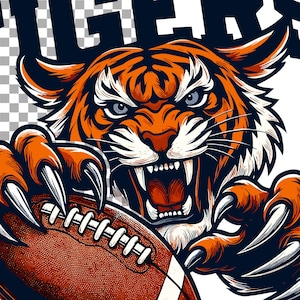 Tigers Football PNG | School Mascot Logo for Sublimation Print. - Etsy