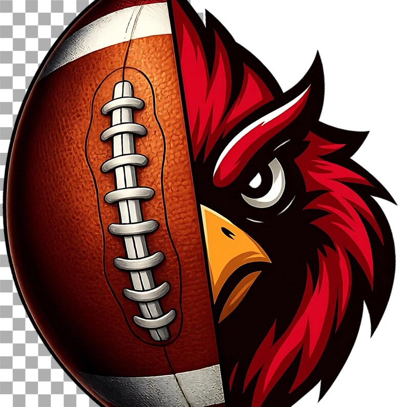 Cardinal Football Mascot PNG: T-shirt Sublimation Design (digital ...