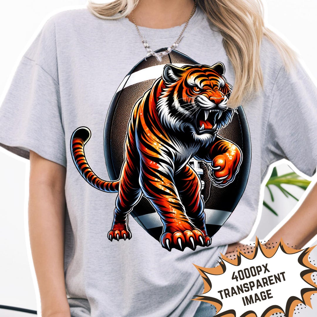 Tiger With Football Mascot Png Tigers T-shirt Sublimation Digital File ...