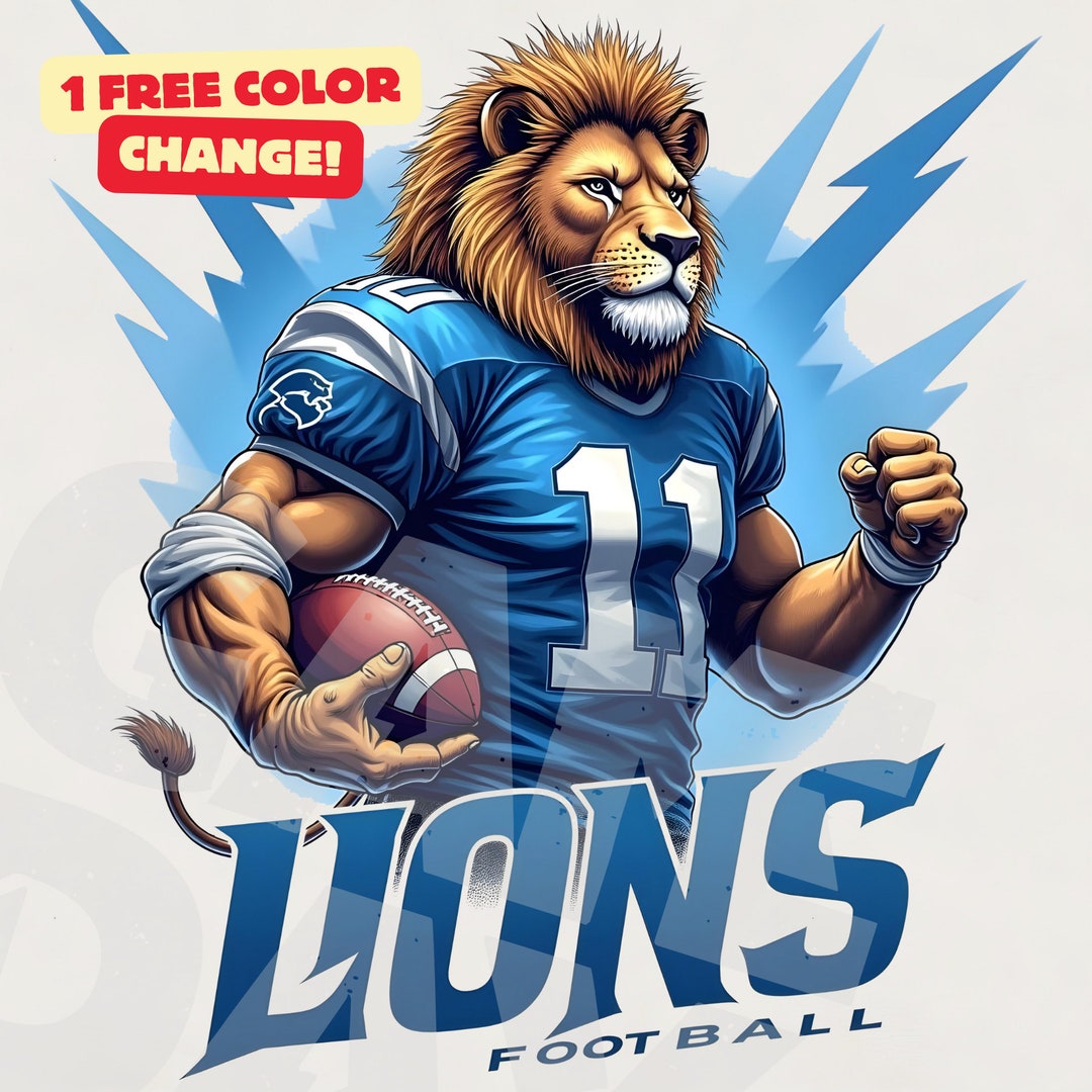 Blue Lions Football Png | Lions Shirt PNG Lions Spirit PNG Lions Mascot ...
