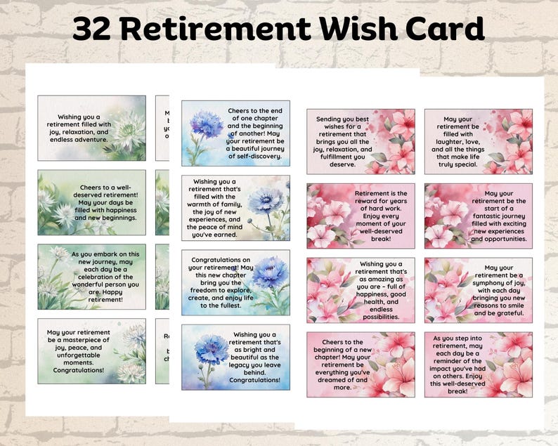 32 Retirement Wish Cards Printable Retirement Messages Thoughtful DIY ...