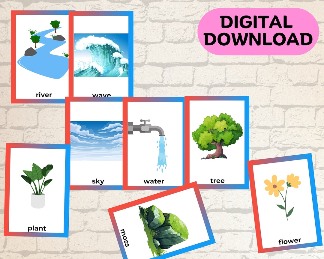 64 Nature Vocabulary Flashcard Learning Environment Printable ...