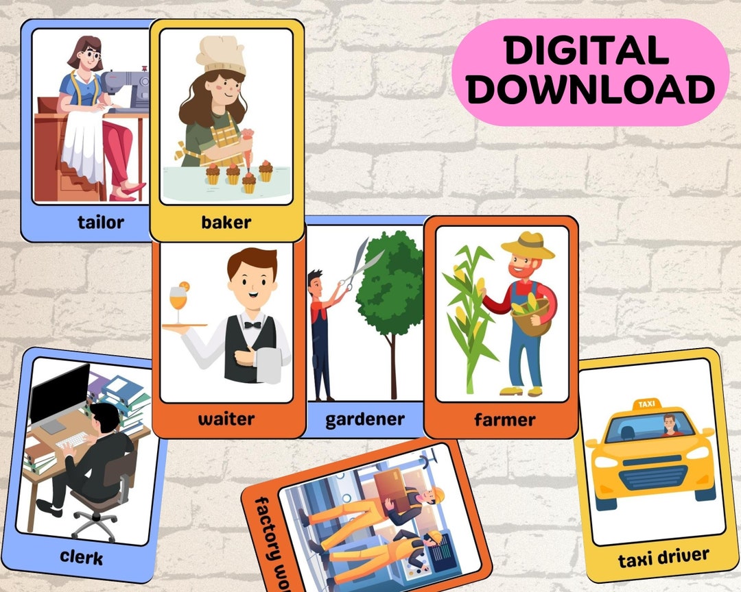 88 Occupations Flashcards Educational Cards for Kids Career Vocabulary ...