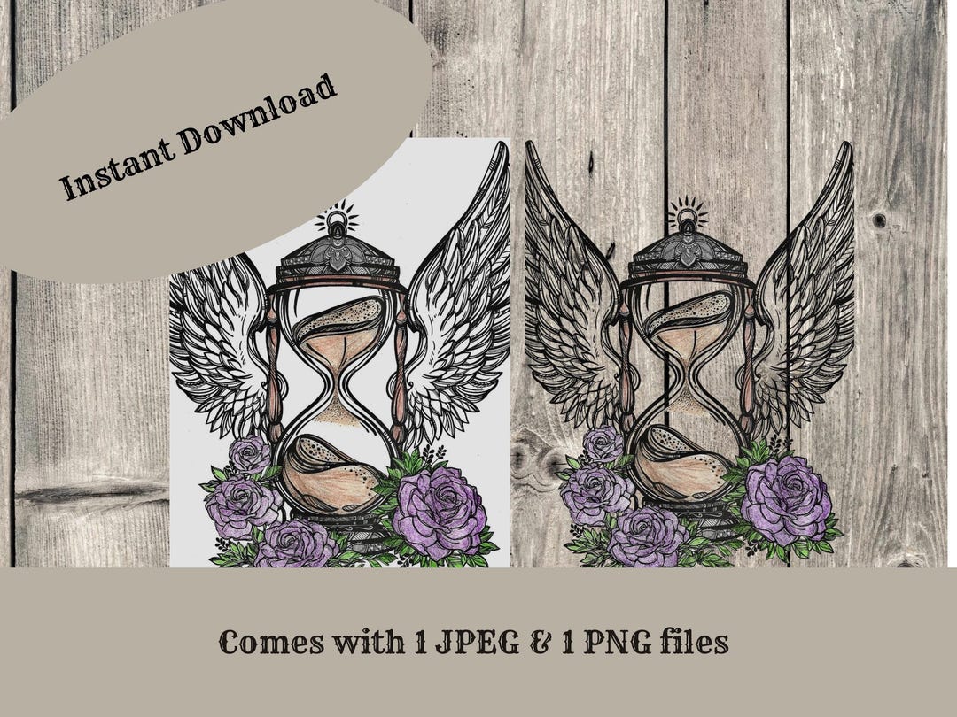 Symbolic Hourglass Angel Wings Art: Spiritual Remembrance (digital ...