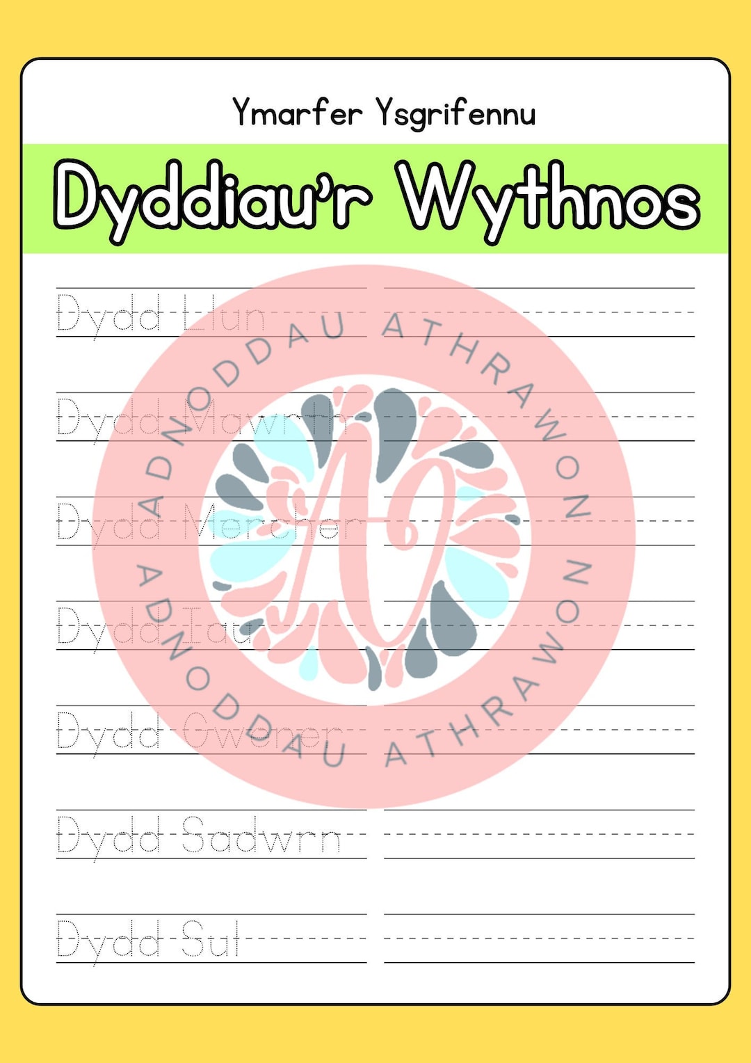 Writing Practice Worksheet Days of the Week bilingual - Etsy