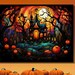 Halloween Haunted House Stained Glass Art Spooky Pumpkin - Etsy