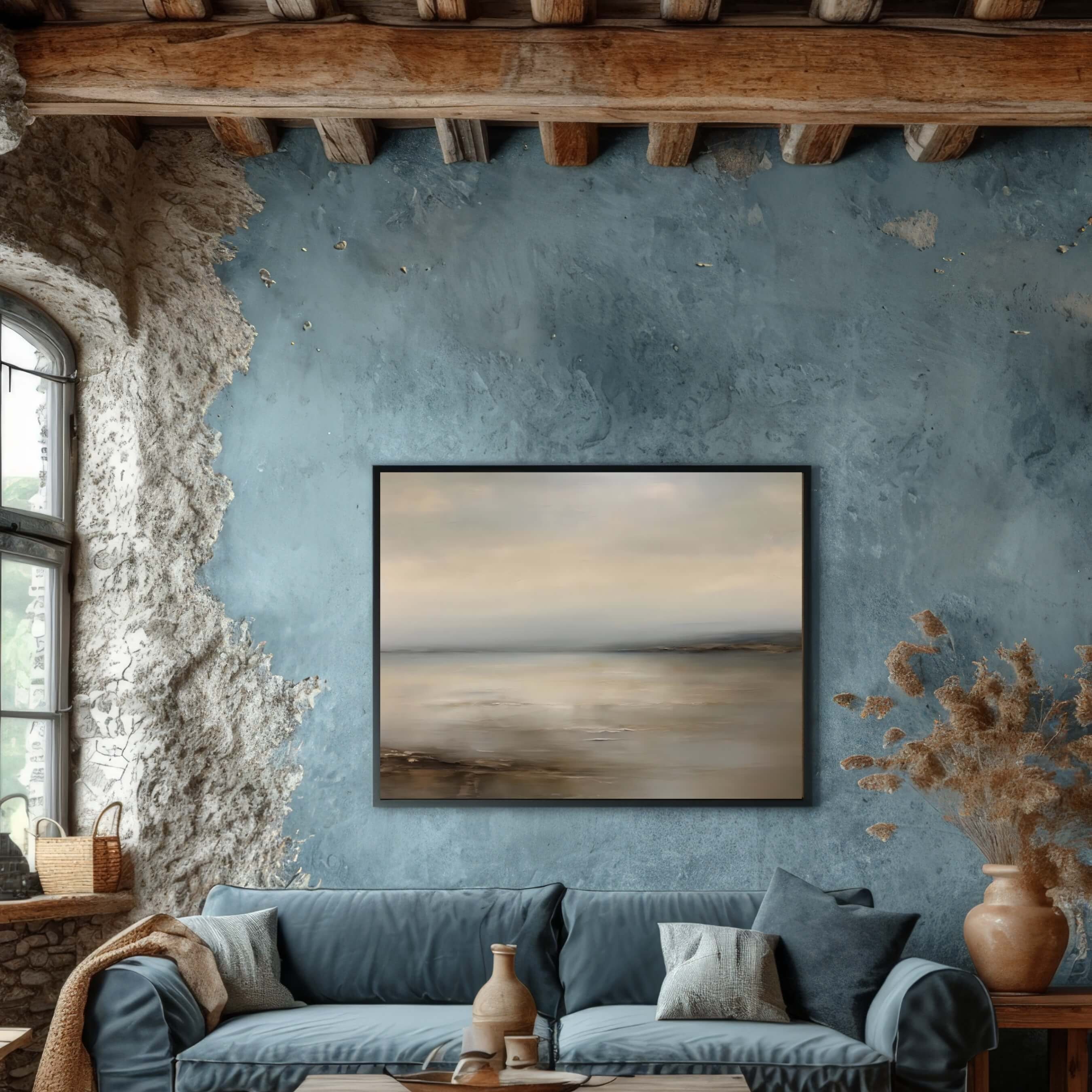 Abstract Lake Art for Coastal Farmhouse Decor Minimalist Calm Lake ...