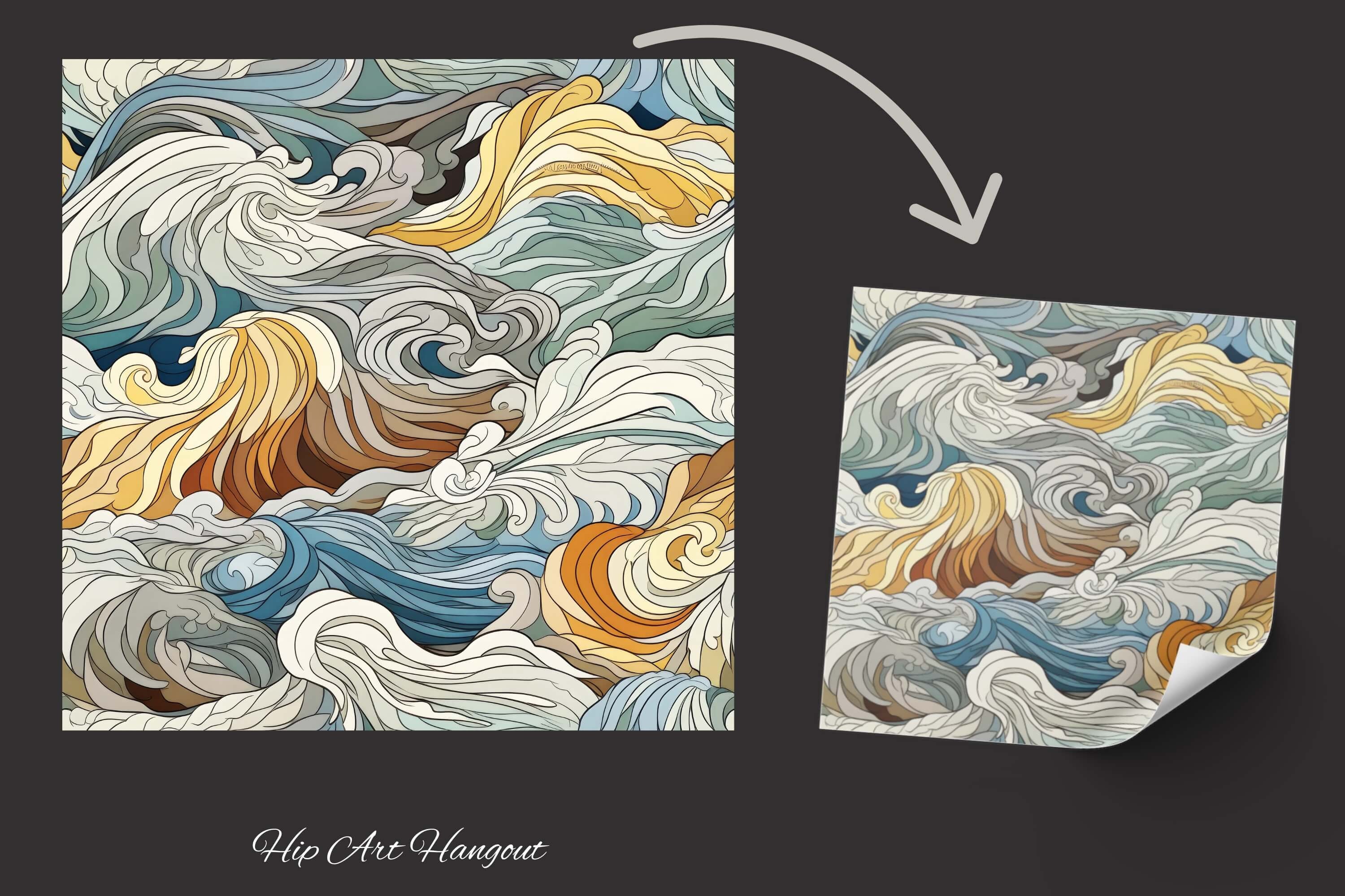 Wavy Seamless Pattern Pastel Color Ocean Waves Groovy Wavy Seamless ...