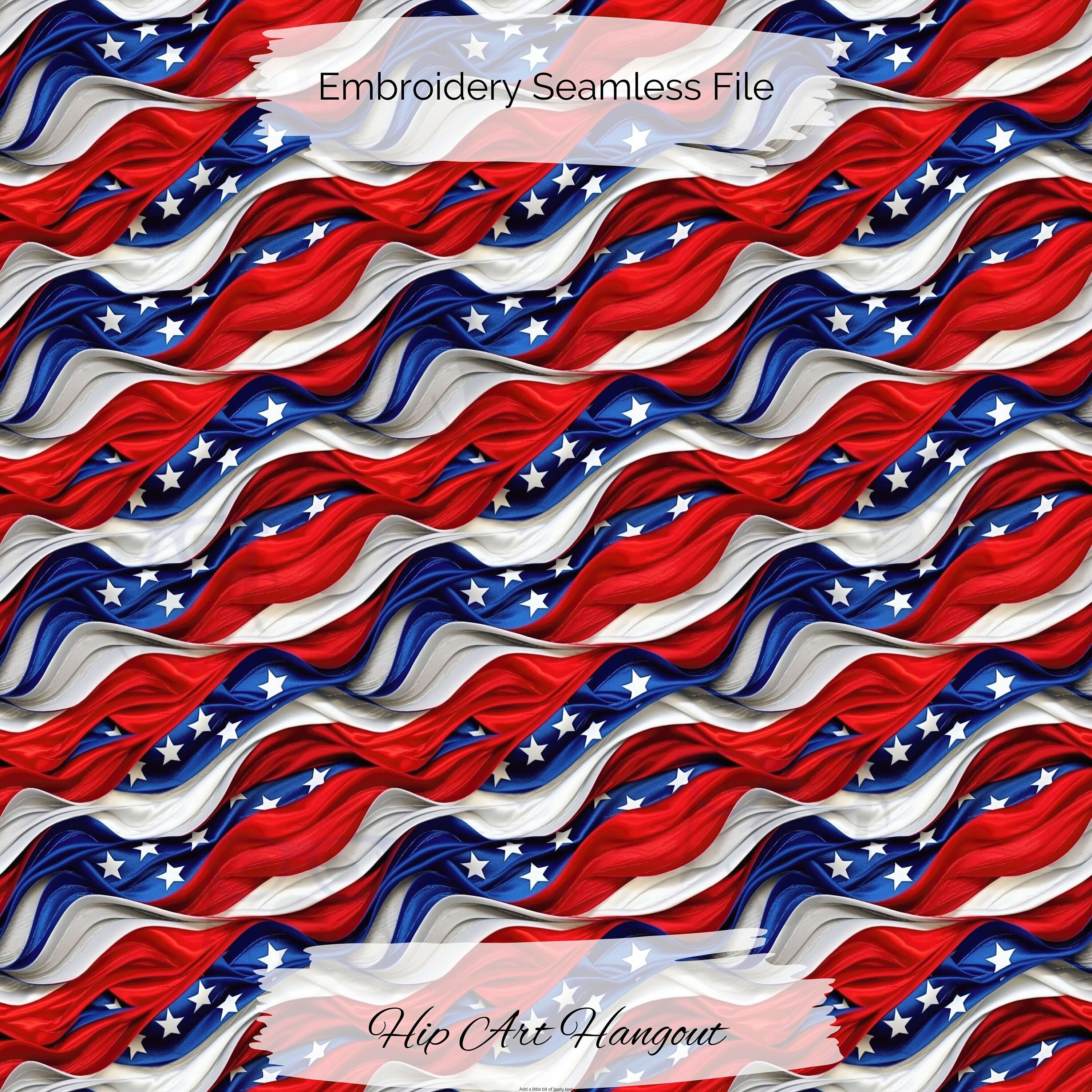 Patriotic American Flag Banner Embroidery Seamless File Red White and ...