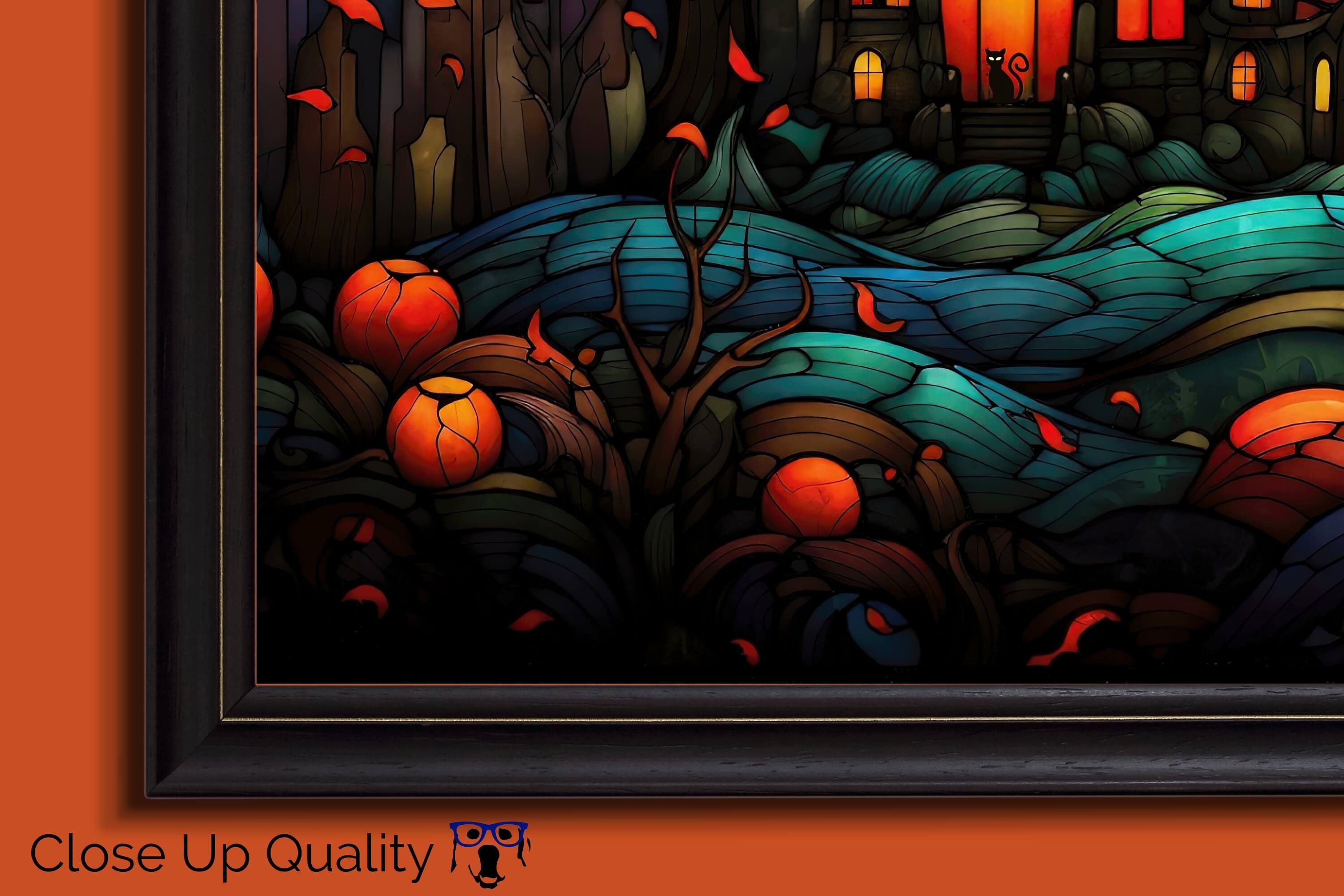 Halloween Haunted House Stained Glass Art Spooky Pumpkin - Etsy