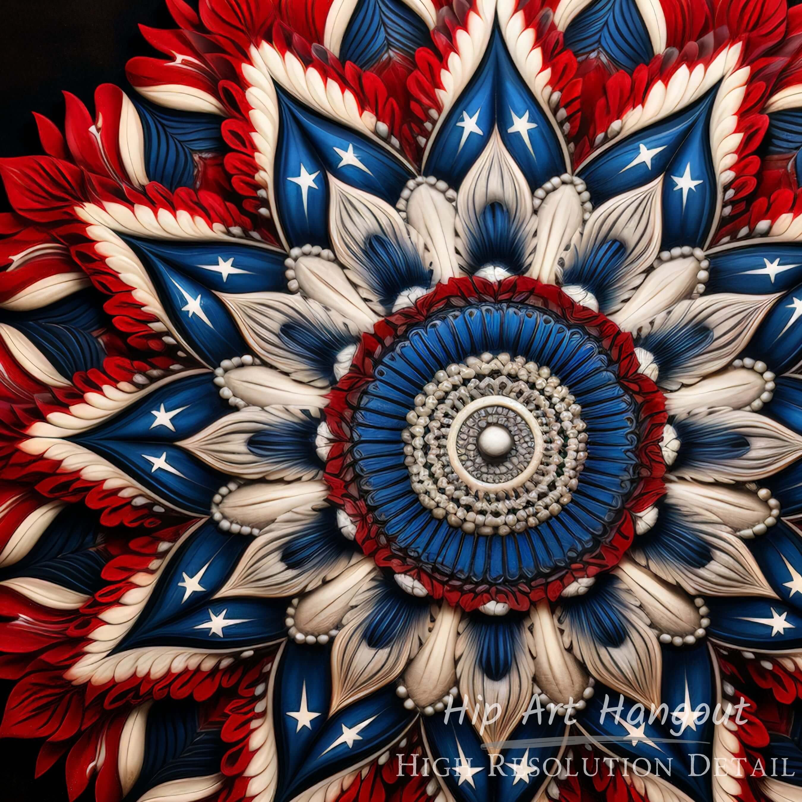 Patriotic Mandala Art Print SVG for Home Office Decor Red White and ...