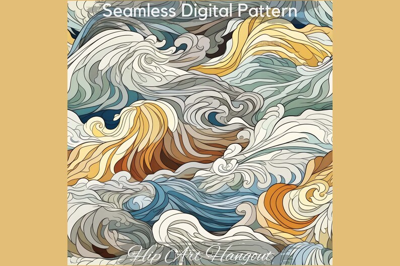 Wavy Seamless Pattern Pastel Color Ocean Waves Groovy Wavy Seamless ...