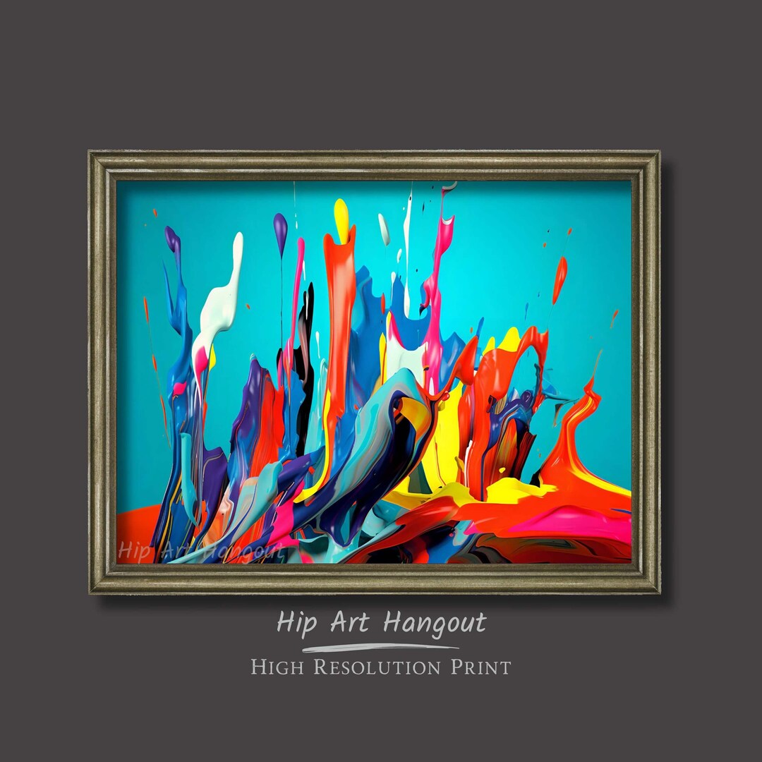 Rainbow Paint Splatter Art for New Apartment Decor Groovy Dripping ...