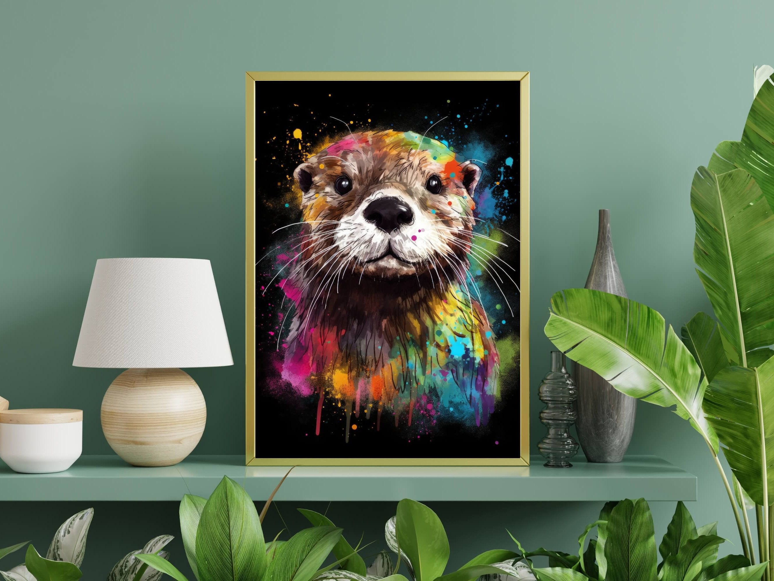 Sea Otter Watercolor Printable Art for Animal Nursery Decor Abstract ...