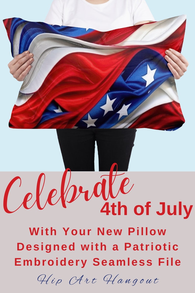 Patriotic American Flag Banner Embroidery Seamless File Red White and ...