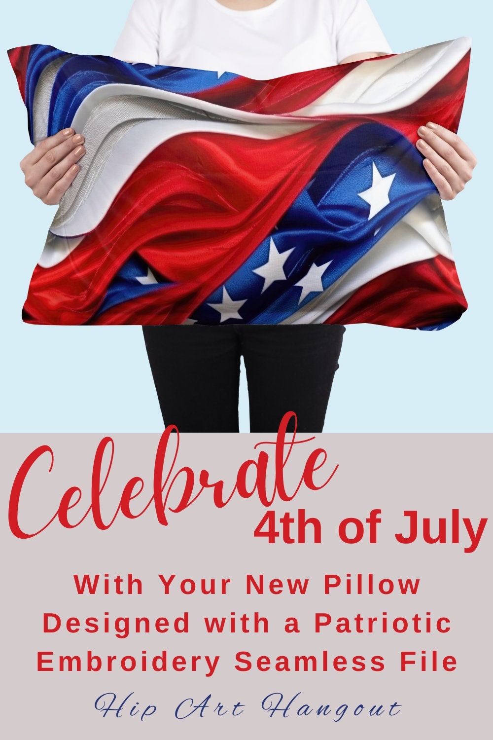 Patriotic American Flag Banner Embroidery Seamless File Red White and ...