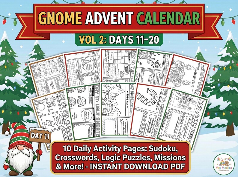 Gnome Advent Calendar Vol 2: Christmas Logic Puzzles (printable PDF) - Etsy