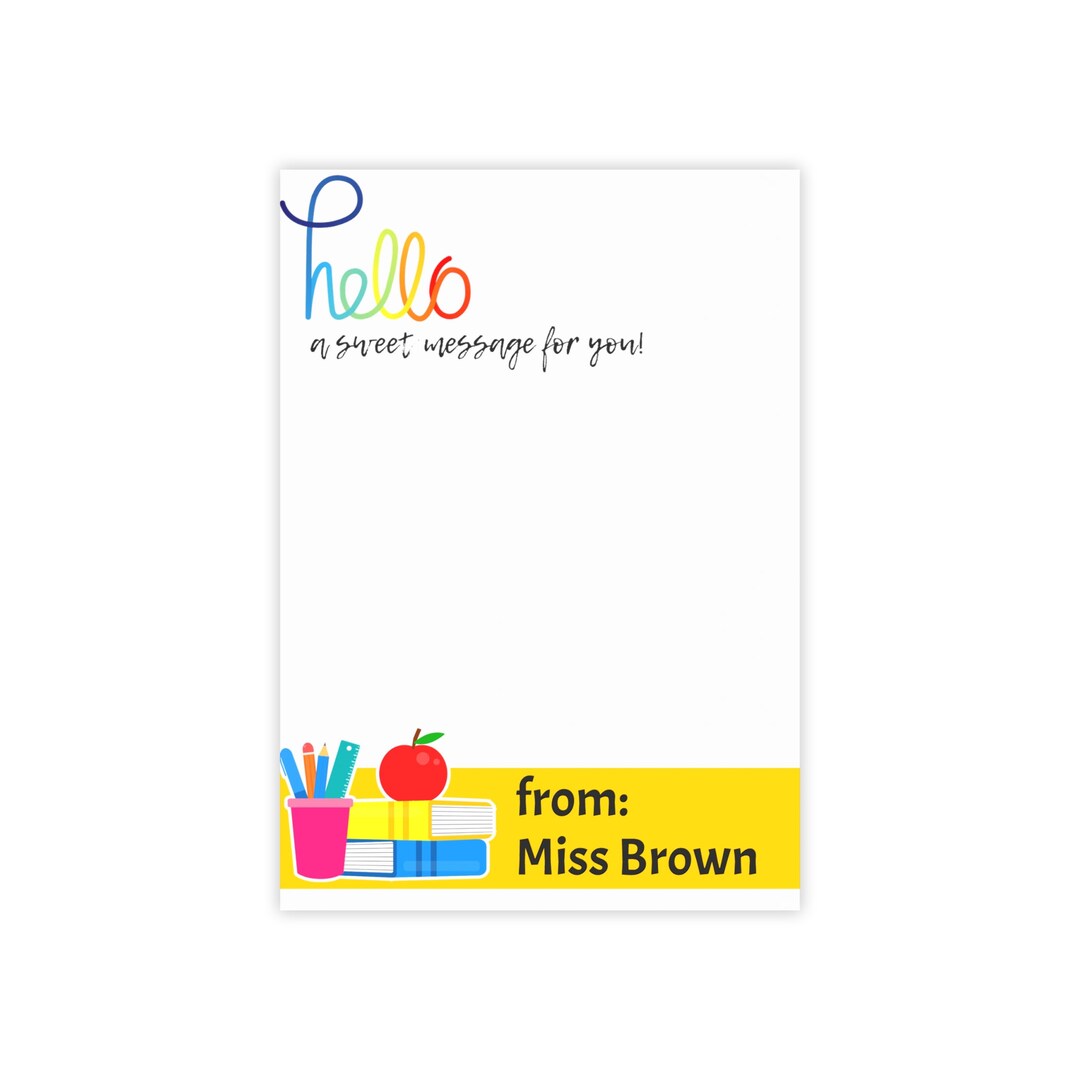 Pencil Box Custom Notepad Post-it for Teachers Teacher Name Notepad - Etsy