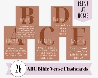 Printable Scripture Alphabet Flash Cards, Grey Bible Verse Abcs ...