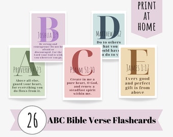 Printable Scripture Alphabet Flash Cards, Grey Bible Verse Abcs ...