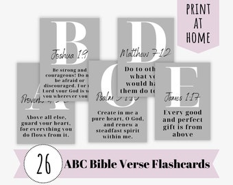 Printable Scripture Alphabet Flash Cards, Rainbow Bible Verse Abcs ...