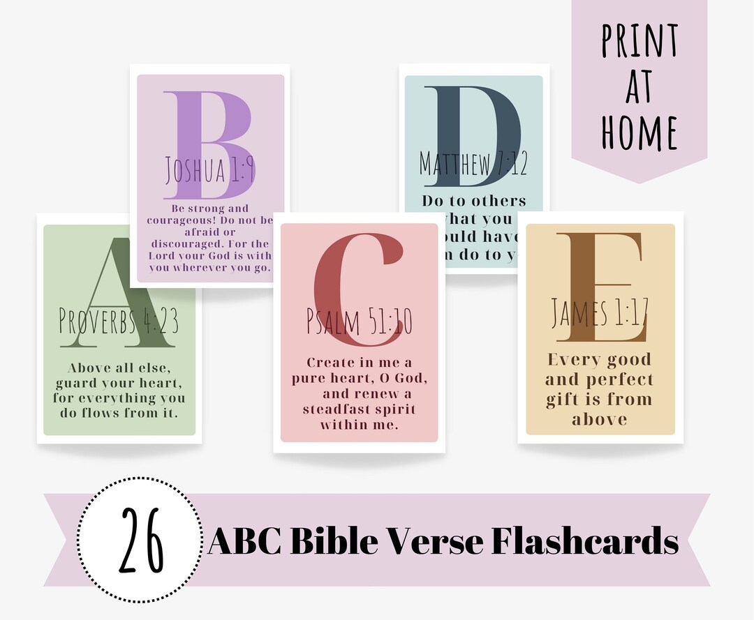 Printable Scripture Alphabet Flash Cards, Rainbow Bible Verse Abcs ...