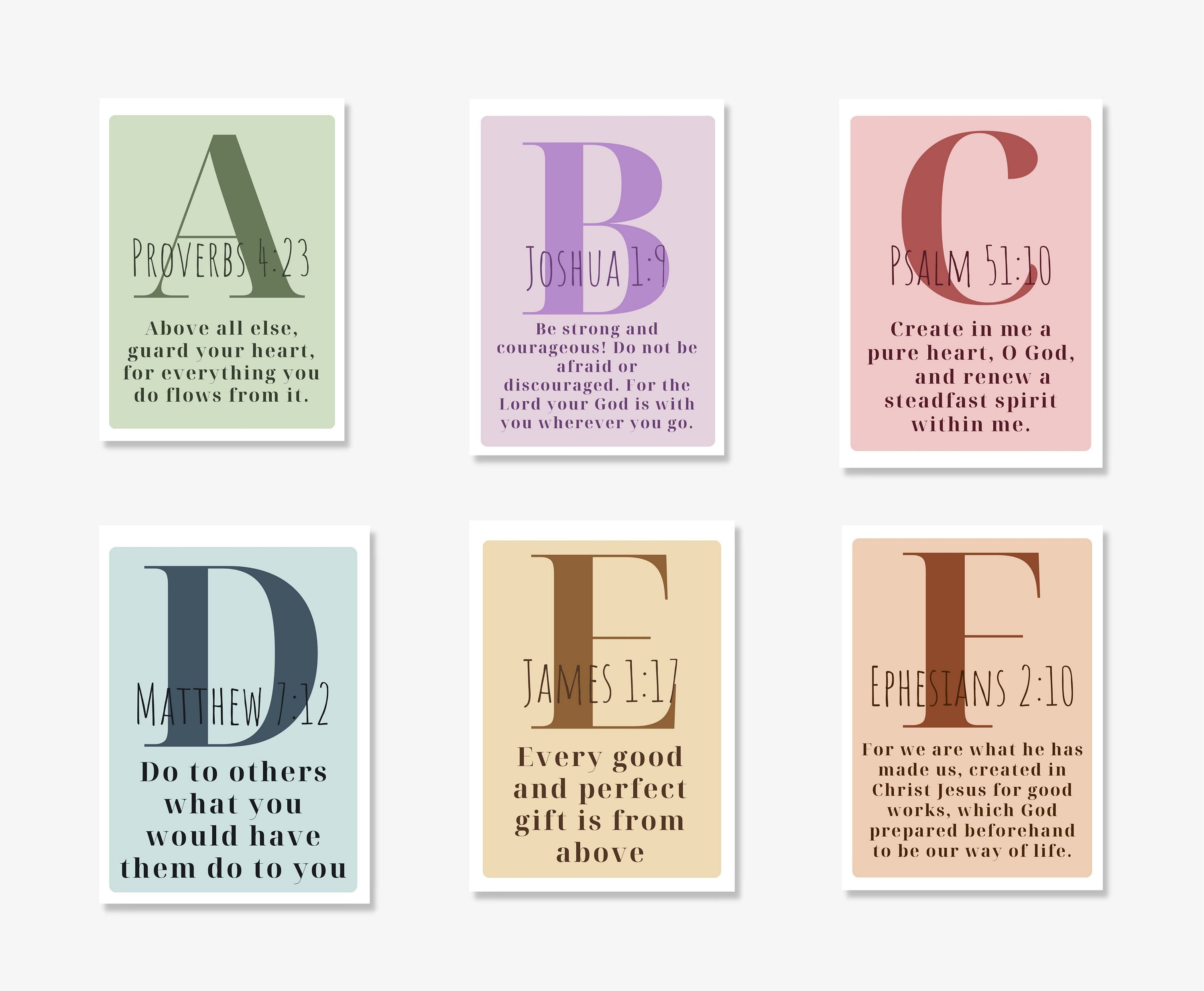 Printable Scripture Alphabet Flash Cards, Rainbow Bible Verse Abcs ...
