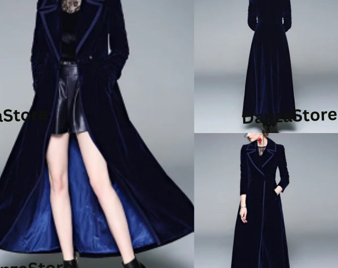 Velvet Maxi Overcoat With Pocket | Long Maxi Coat | Warm Winter Coat ...