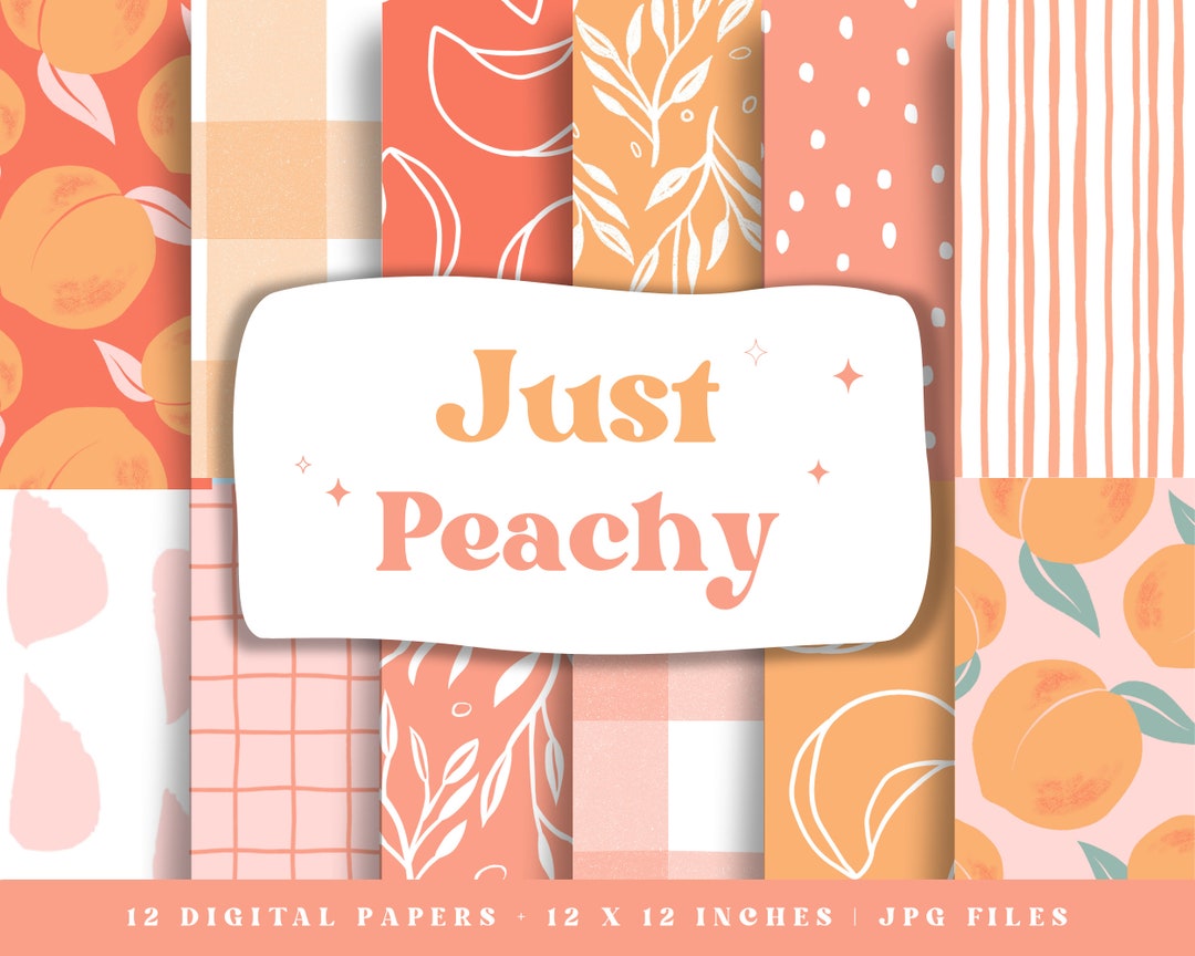 Peach Digital Paper Set, Seamless Textures, Summer Patterns, Spring ...