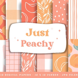 Peach Digital Paper Set, Seamless Textures, Summer Patterns, Spring ...