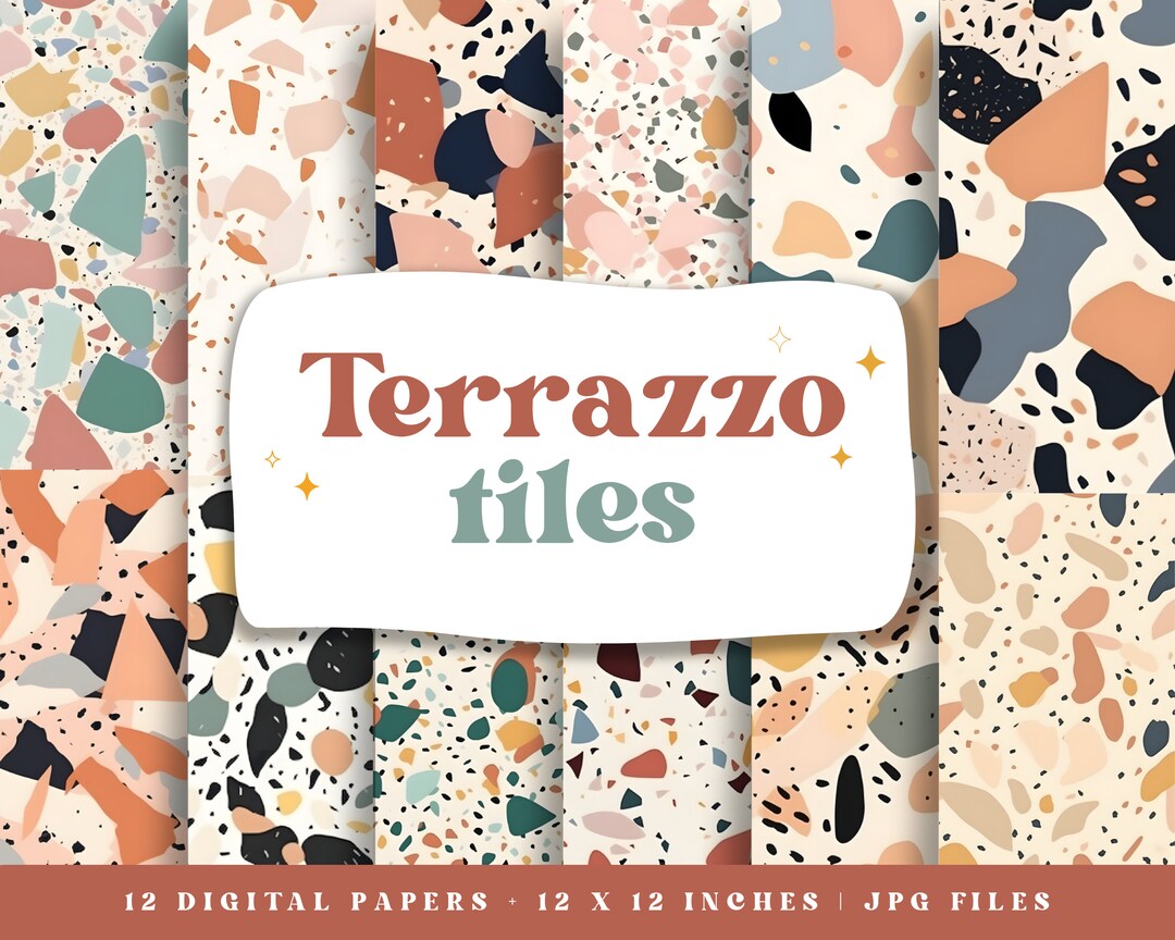 Terrazzo Digital Paper, Colored Stone Tile, Terrazzo Patterns ...