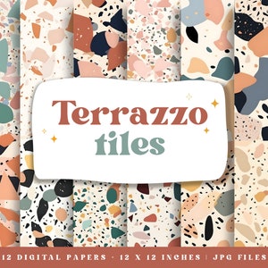 Terrazzo Digital Paper, Terrazzo Patterns for Wallpaper or Backgrounds ...