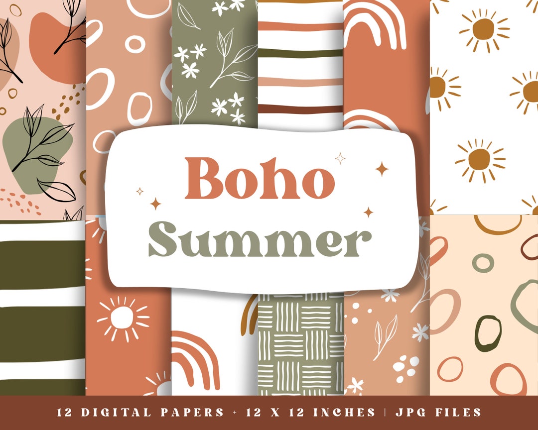 Boho Summer Digital Paper Pack Instant Download - Etsy