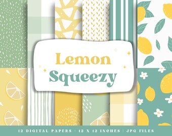 Lemon Digital Paper Summer Seamless Pattern File Citrus - Etsy
