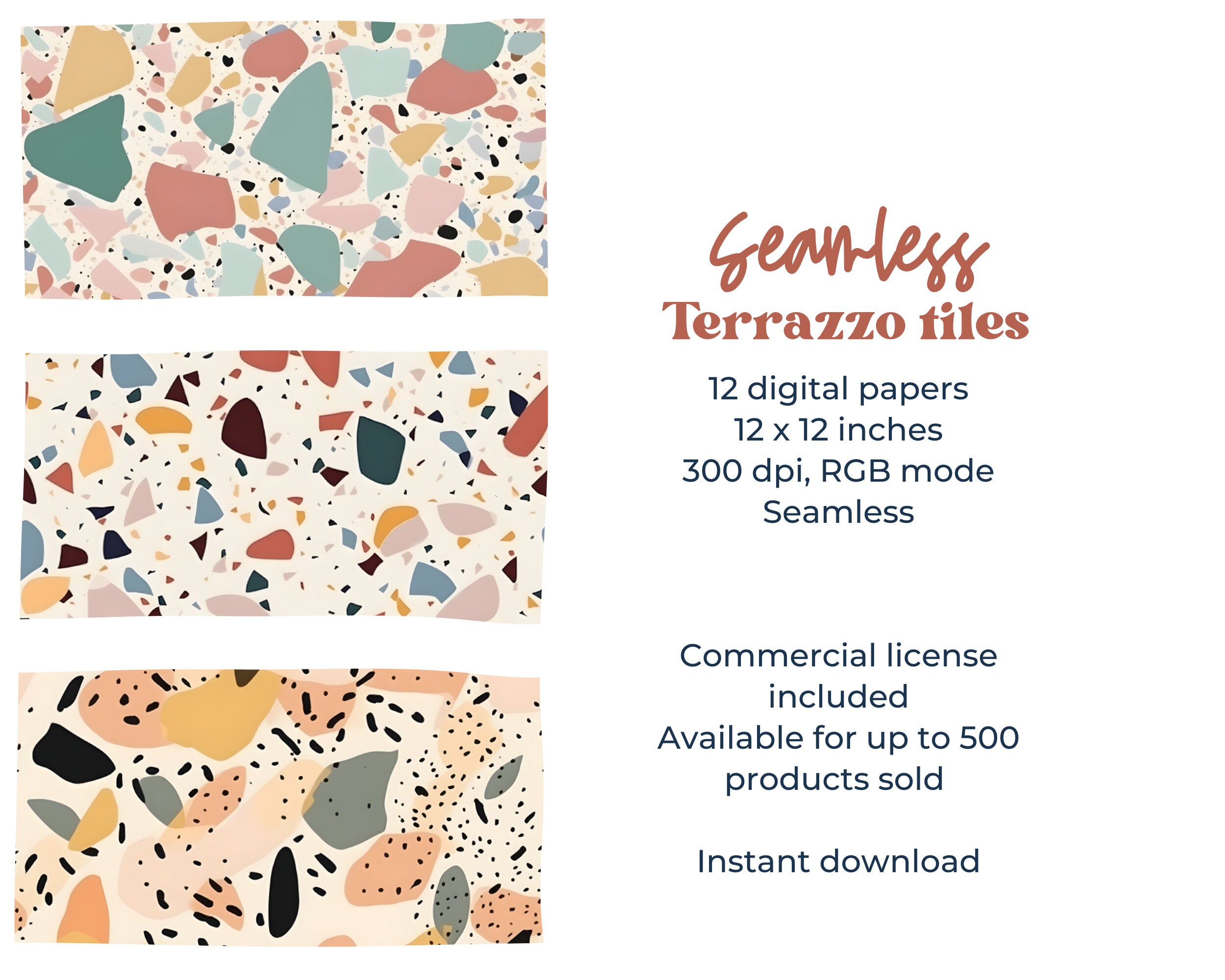 Terrazzo Digital Paper, Colored Stone Tile, Terrazzo Patterns ...