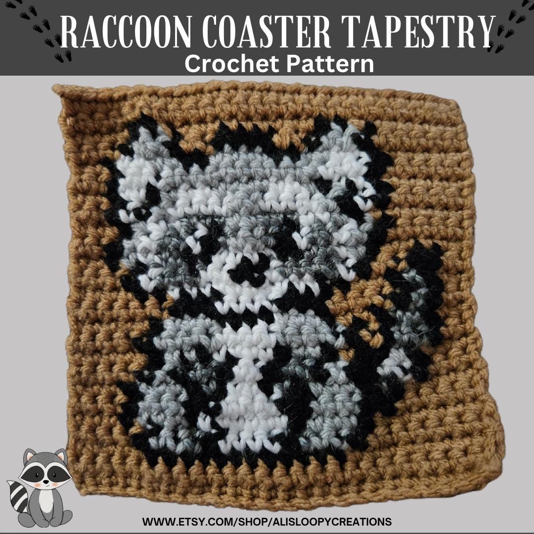 Tapistry Raccoon Coaster Crochet Pattern, 2.5 Hr Project, Challenging ...