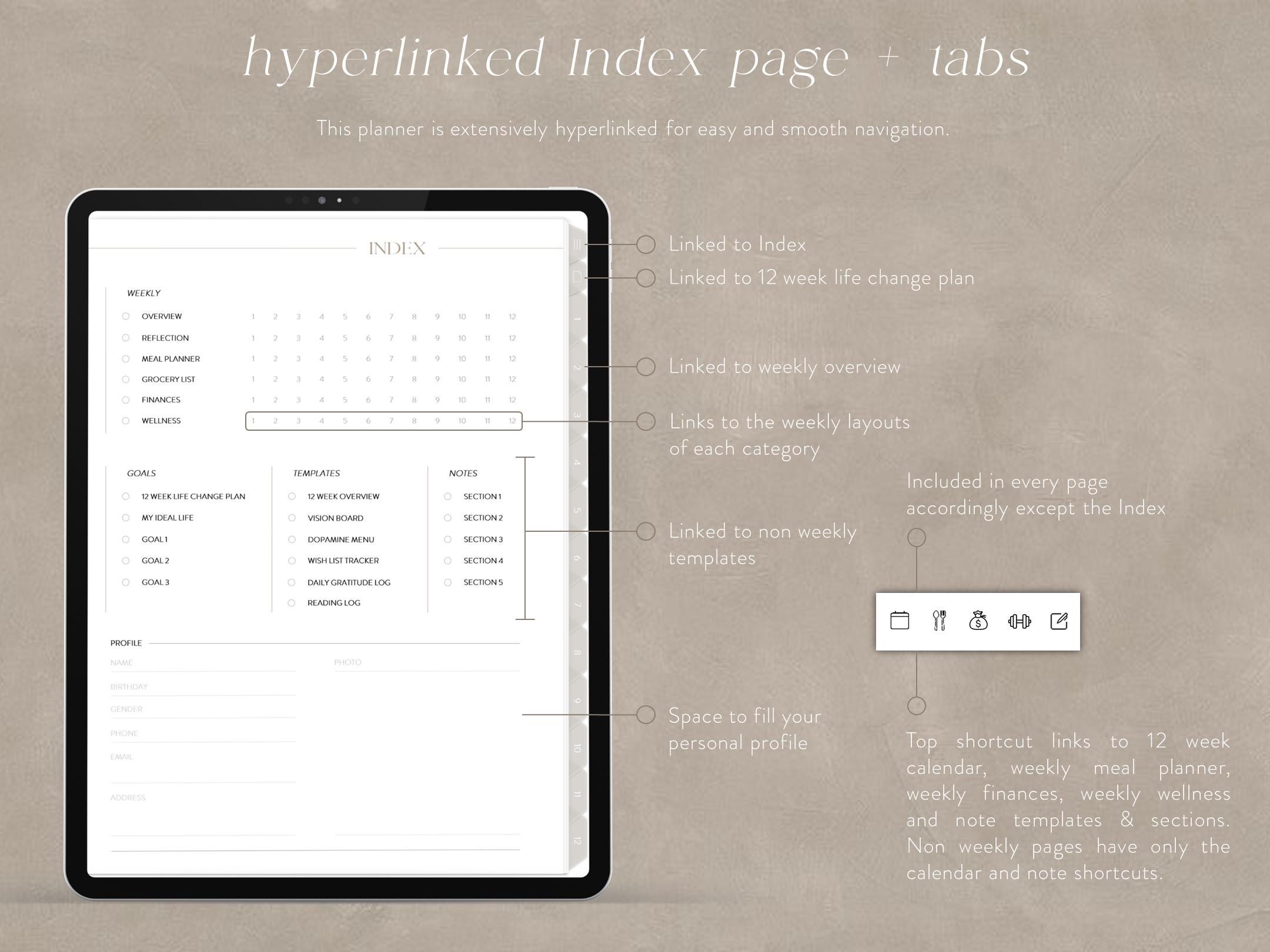 Minimalist Digital 12 Week Year iPad Planner | Goodnotes & Notability ...