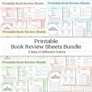 5 Book Review Sheets Bundle Printable | Reading Tracker Sheets | Easy ...