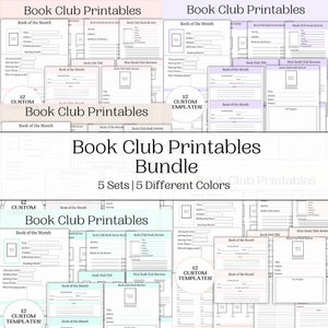 5 Book Club Sheets Bundle Printable | Reading Tracker Sheets | Easy ...