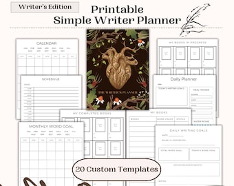 Simple Writer Planner Printable | Writing Planner | Digital Planner for ...