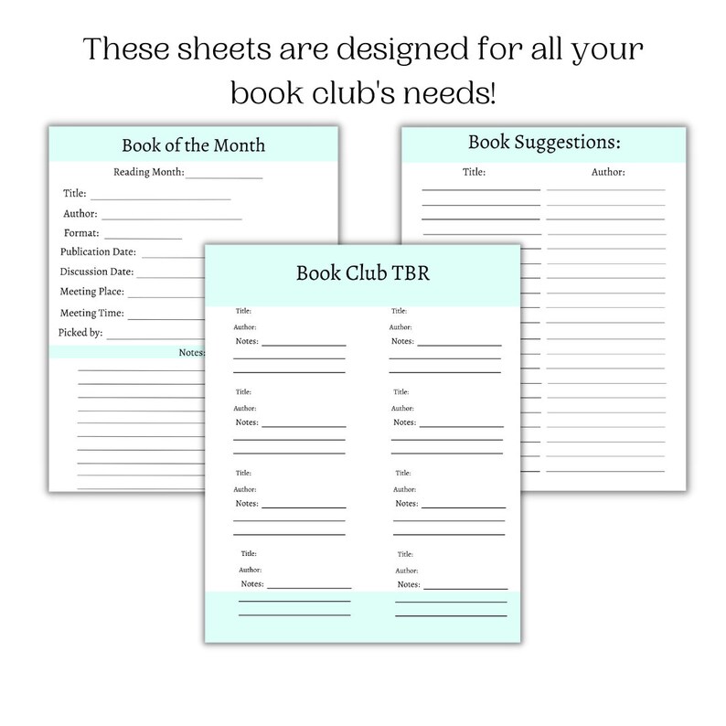 Book Club Sheets Printable | Reading Tracker Sheets | Easy Printable ...