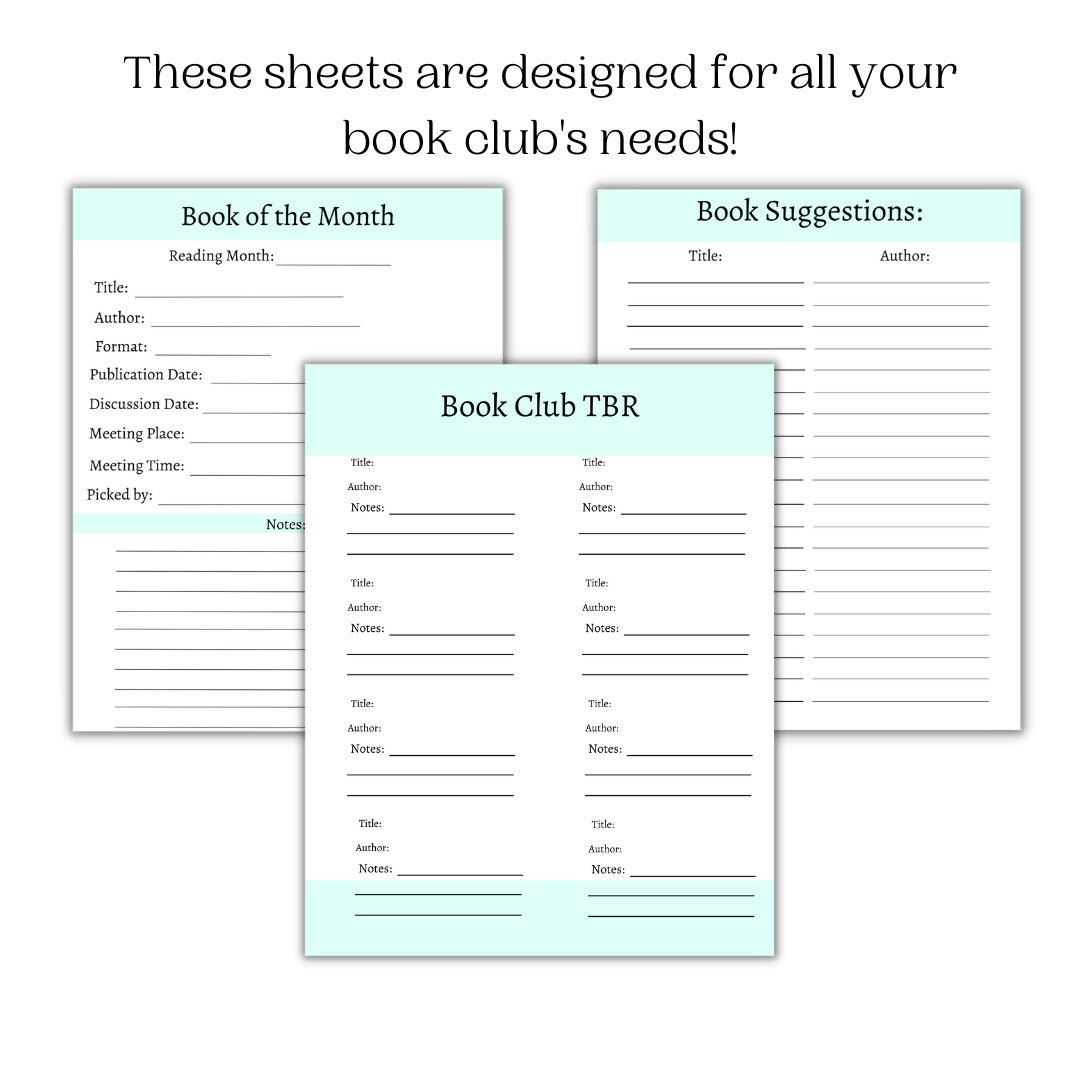 Book Club Sheets Printable | Reading Tracker Sheets | Easy Printable ...