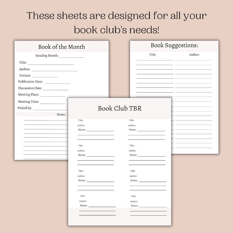 Book Club Sheets Printable Reading Tracker Sheets Easy Printable Book ...