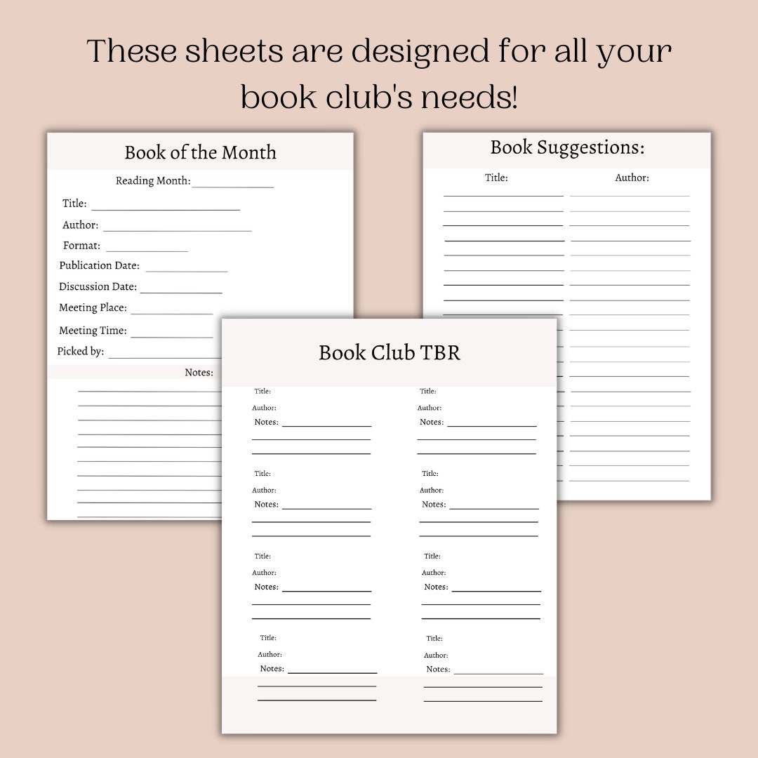 Book Club Sheets Printable Reading Tracker Sheets Easy Printable Book ...