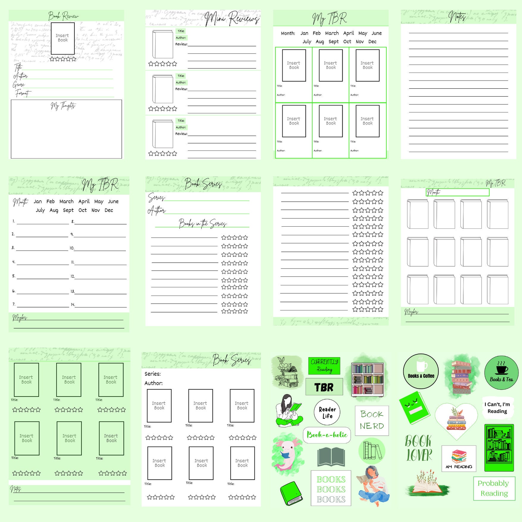 Green Reading Journal Printable | Reading Tracker | Easy Printable Book ...