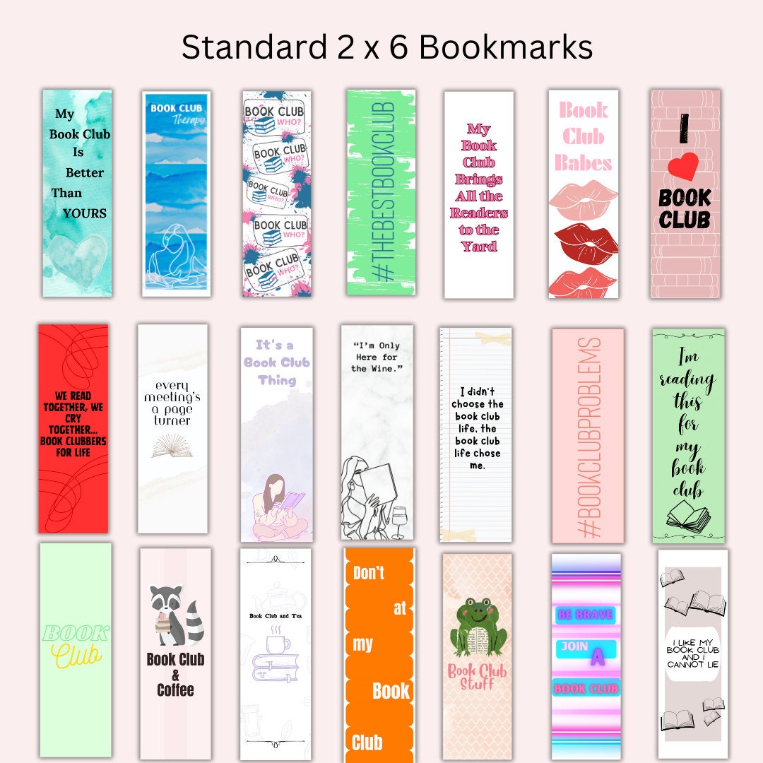 40 Book Club Bookmarks Printable | Bookmark PNG | Printable Bookmark ...
